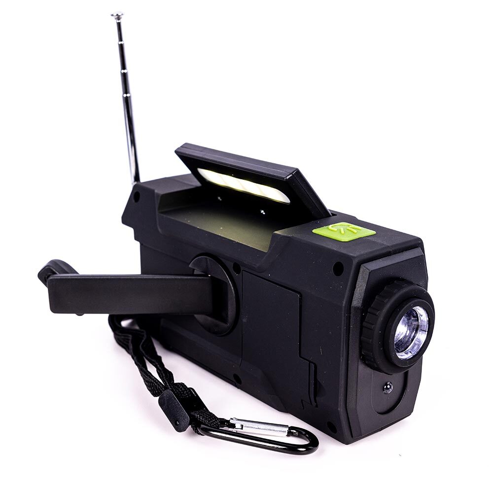 4-in-1 Emergency Solar Flashlight & AM/FM/Weather Radio w/ Hand Crank ...