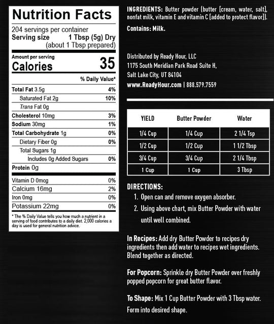 Ready Hour Butter Powder | Camping Survival