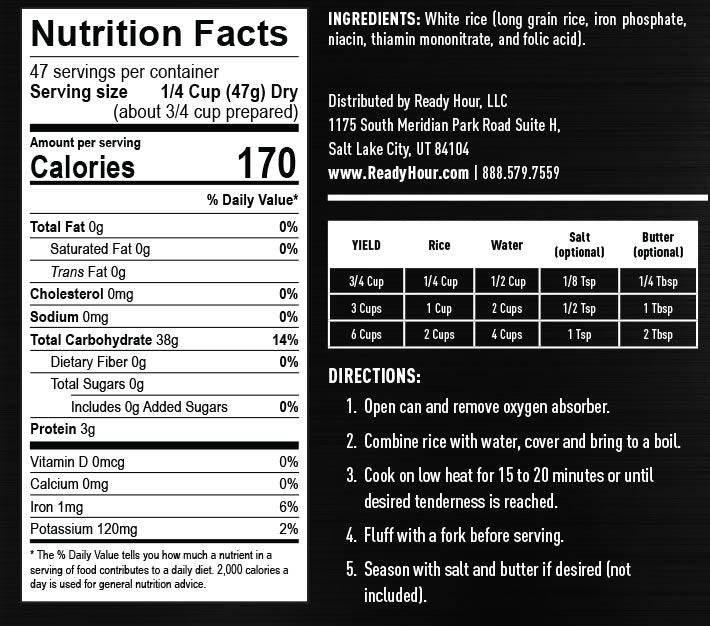 Ready Hour Long Grain White Rice | Camping Survival