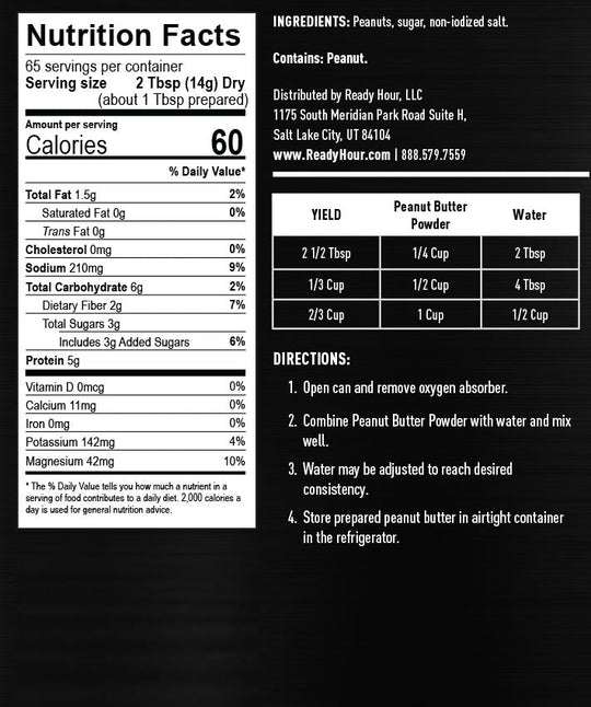 Ready Hour Peanut Butter Powder | Camping Survival